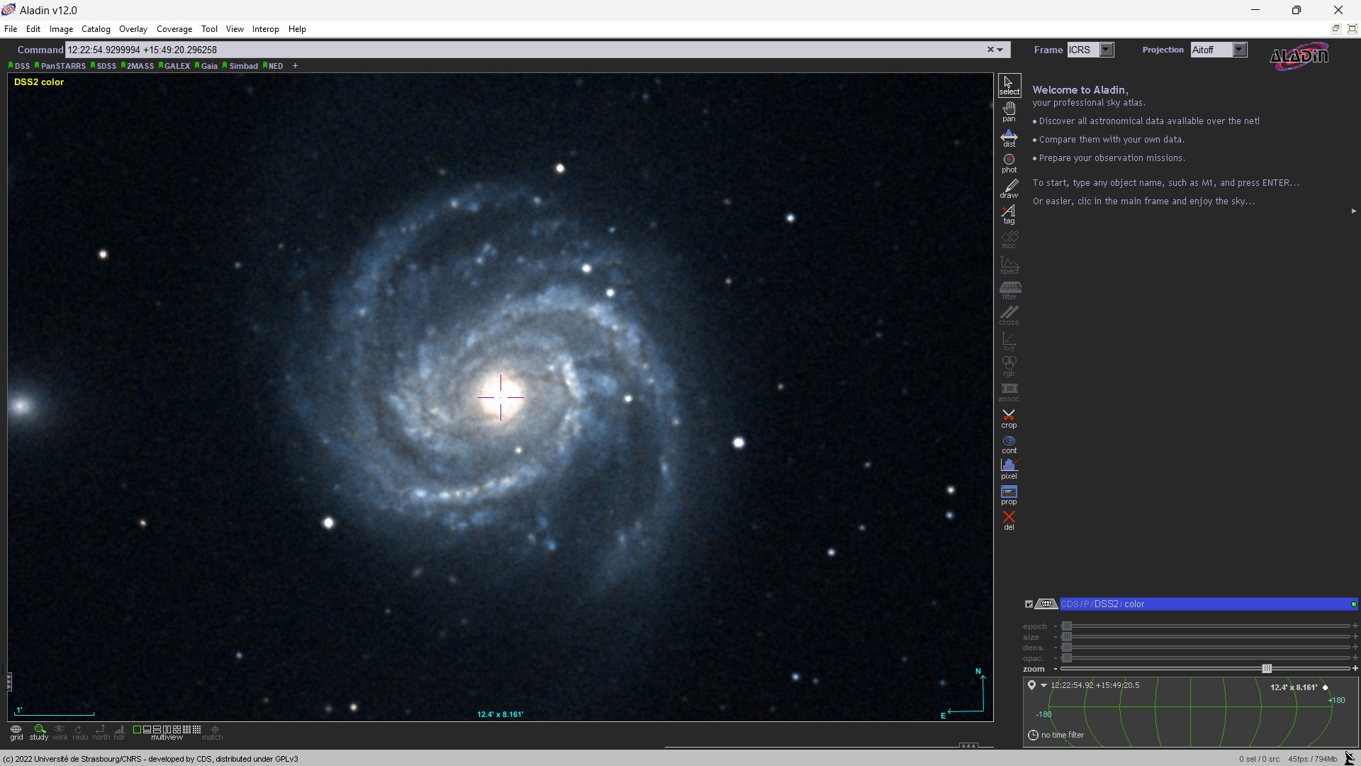 Aladin – Sky Atlas – Kinneret Observatory